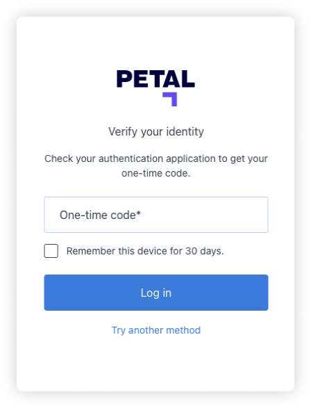 Log in to the Petal platform by using a recovery code – Help center